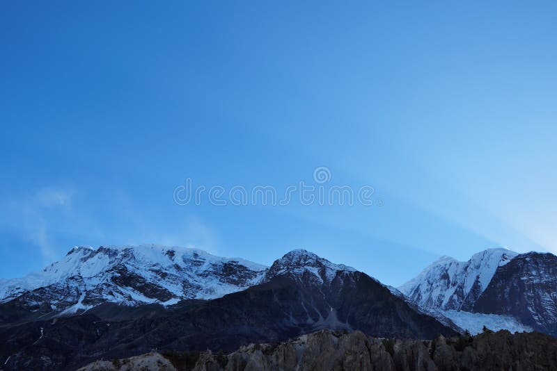 Sun Rays in the Sky Over the Himalayas Stock Photo - Image of high ...