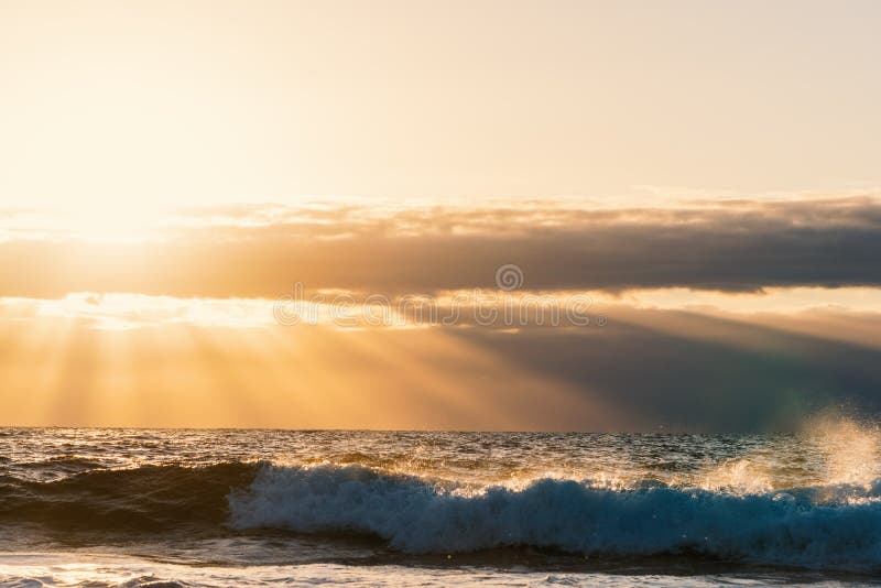 Sun Rays and Small Clouds at Sunset Stock Image - Image of sardinia ...