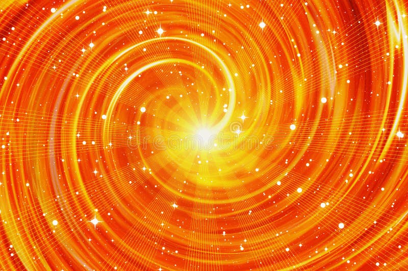 Sun Rays and Space Stars on Twirl Fire Backgrounds Stock Illustration ...