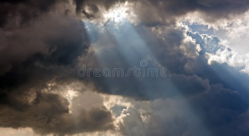 Sun Rays through Storm Clouds Stock Photo - Image of nature, heaven ...