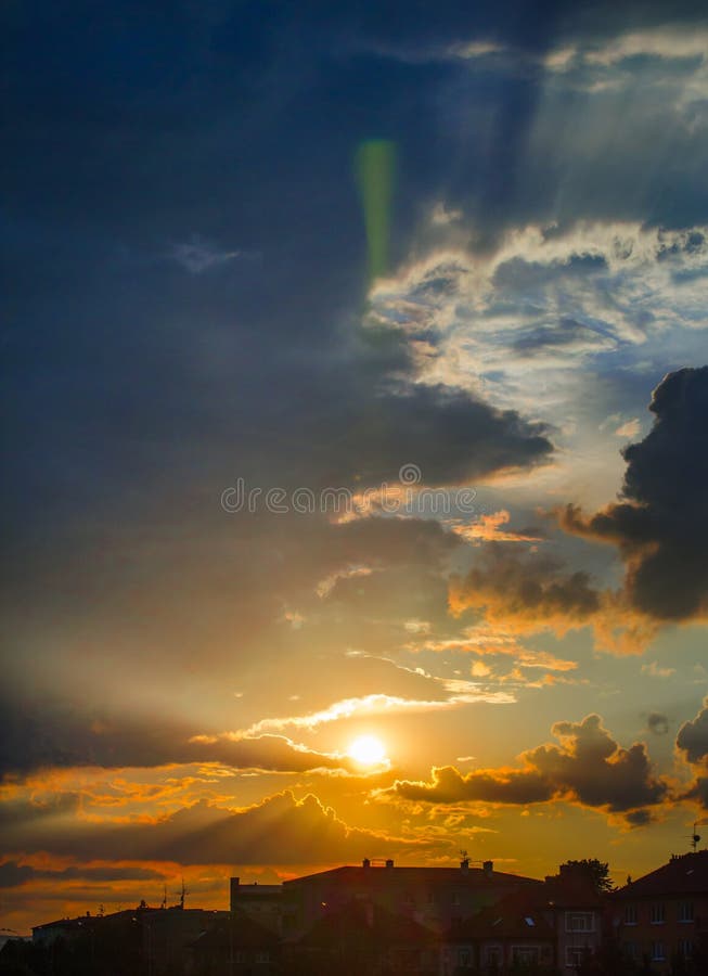 Sun Rays Through Storm Clouds Stock Photo - Image of nature, heaven ...