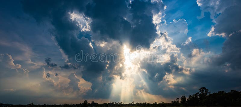 Sun Rays through Storm Clouds Stock Photo - Image of climate, shining ...