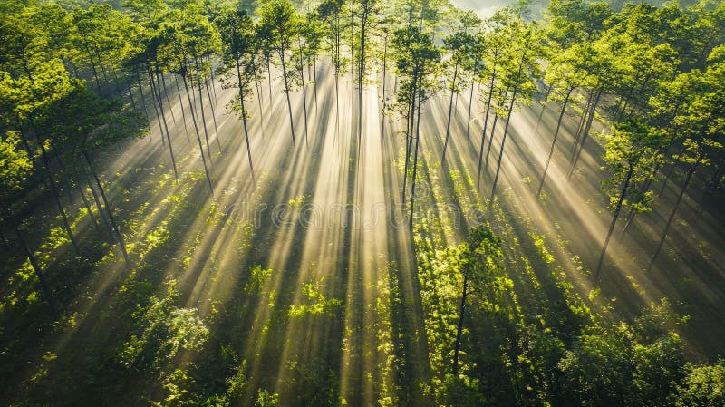 Sun Rays Stream through the Canopy of a Dense Forest Stock Image ...