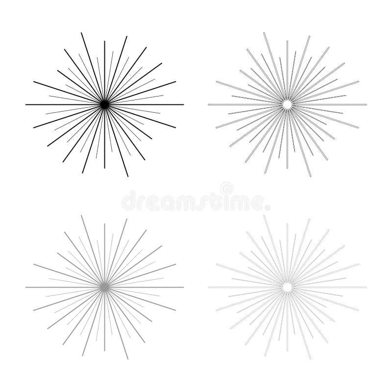 Sun Rays Sunbeam Concept Icon Outline Set Black Grey Color Vector ...