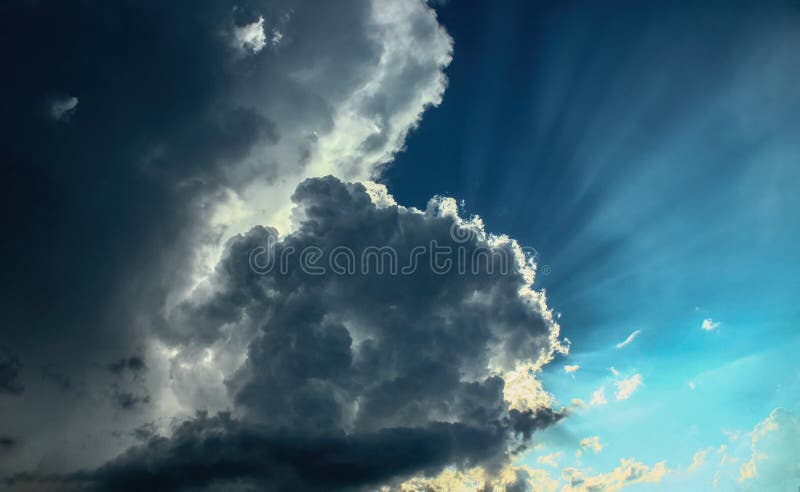 Sun Rays from Under the Cloud Stock Photo - Image of summer, light ...