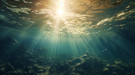 The sun rays underwater stock illustration. Illustration of diving ...