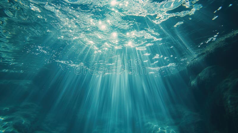 Sun rays view underwater stock illustration. Illustration of ...