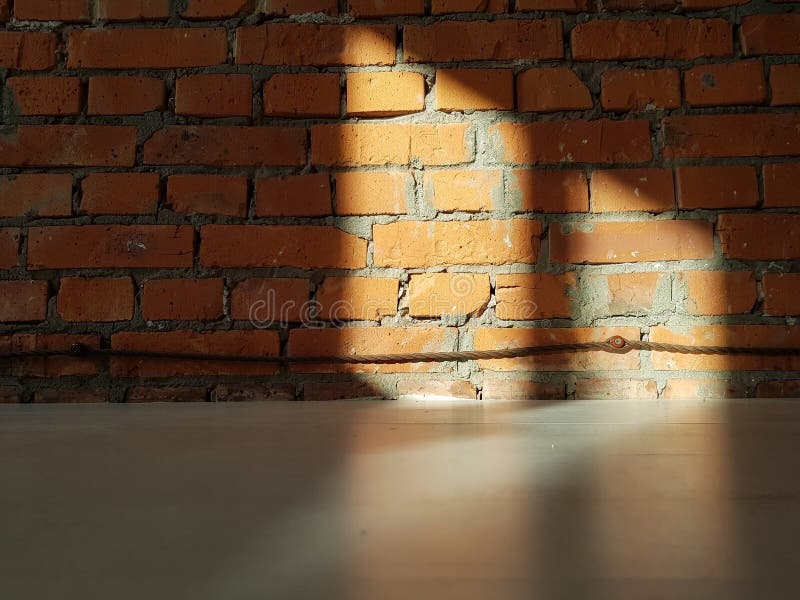 Sun Rays on the White Floor and Brick Wall Stock Photo - Image of empty ...