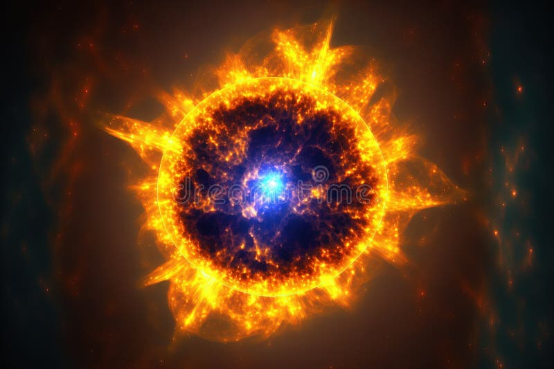 Sun in a Realistic Model. Plasma Flares on a Solar Map Stock ...
