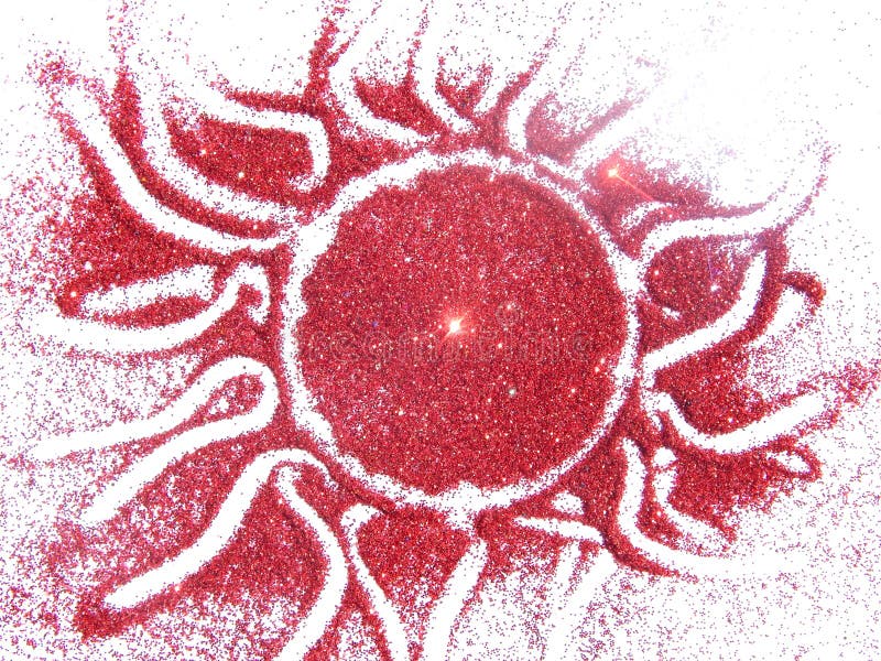 The Sun of Red Glitter Sparkle on White Background Stock Photo - Image ...