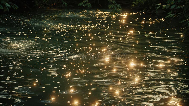 Sun Reflecting on a Still Pond, Creating a Sparkling, Golden Effect ...