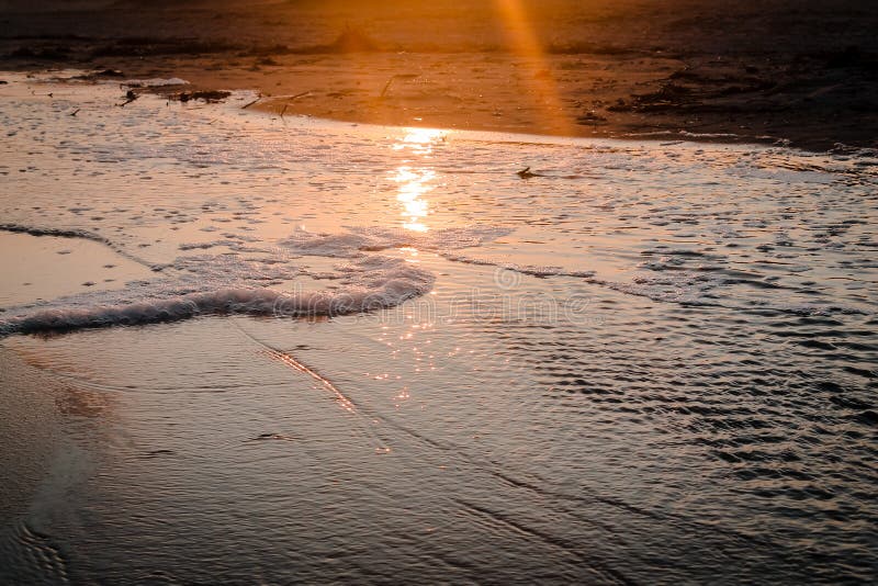 Sunset Over a Tide Pool on the Beach Stock Image - Image of tourism ...