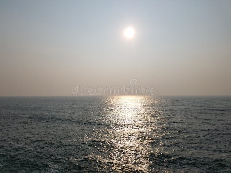 Sun with Reflection Over Ocean or Sea Water Stock Photo - Image of ...