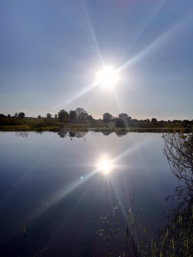 The Sun is Reflection in the River in Summer Stock Photo - Image of ...