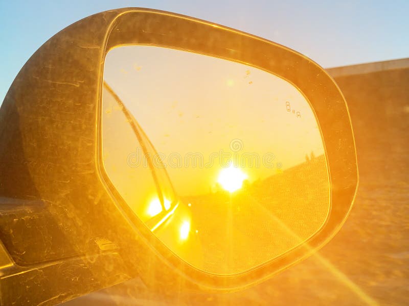 Sun Reflection in Side Mirror Stock Image - Image of vehicle, scenery ...