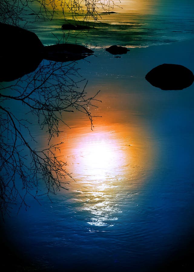 Sun Reflection in Water stock image. Image of reflection - 4854289