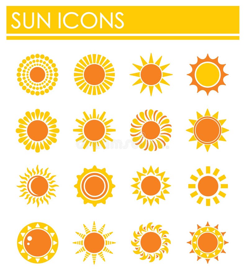 Sun Related Icons Set on Background for Graphic and Web Design ...