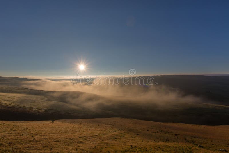 Sun rise above the mist stock image. Image of summer - 38393157