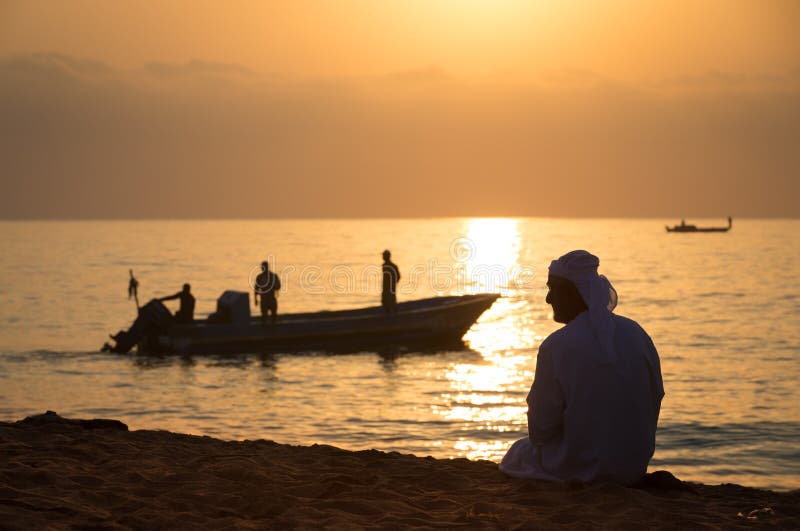 Sun Rise on the Arabian Beach Editorial Photo - Image of holiday ...