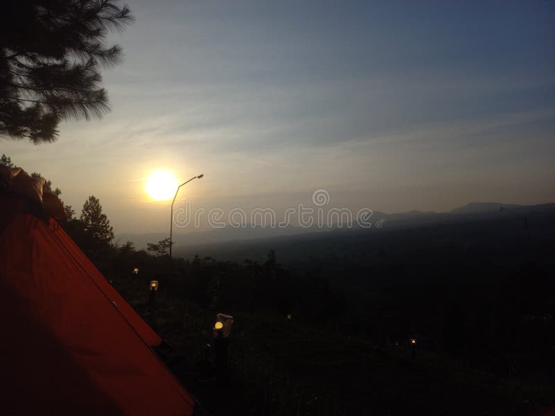 Sunrises in the Camping Ground Stock Photo - Image of terbit, light ...