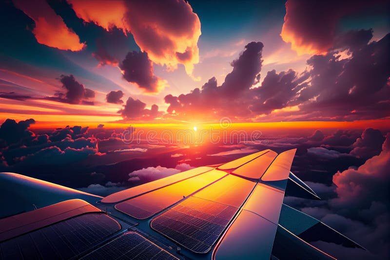 Sun Rise In Cloudy Sky Background Dramatic Sunrise Airplane View