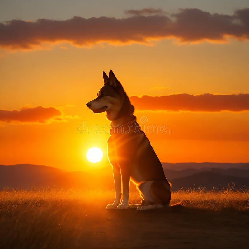 Sun rise with dog stock illustration. Illustration of astrology - 319119894