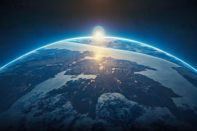 Sun Rise on the Earth Horizon Stock Illustration - Illustration of ...