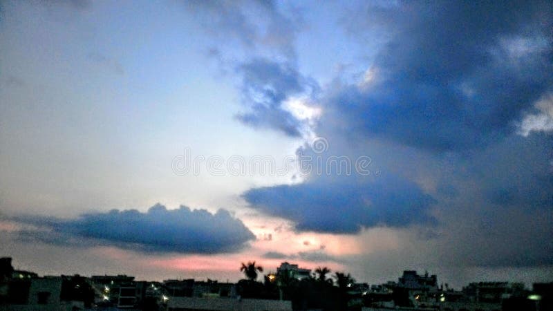 Sun Rise Evening Sky - Cloud, Sky, Blue.. Stock Image - Image of blue ...