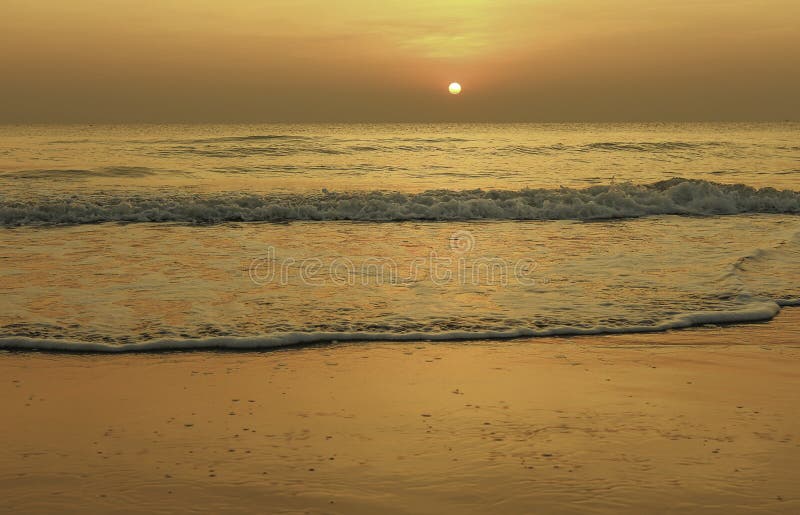 Sun Rise on the Golden Beach Stock Photo - Image of locations ...