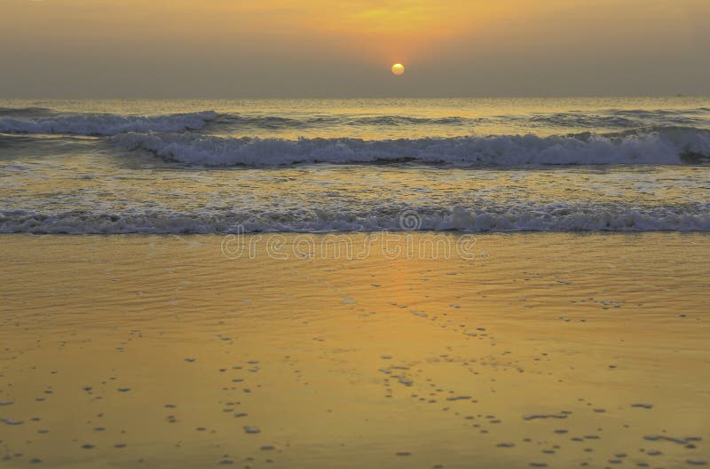 Sun Rise on the Golden Sand Stock Image - Image of relaxation, beauty ...
