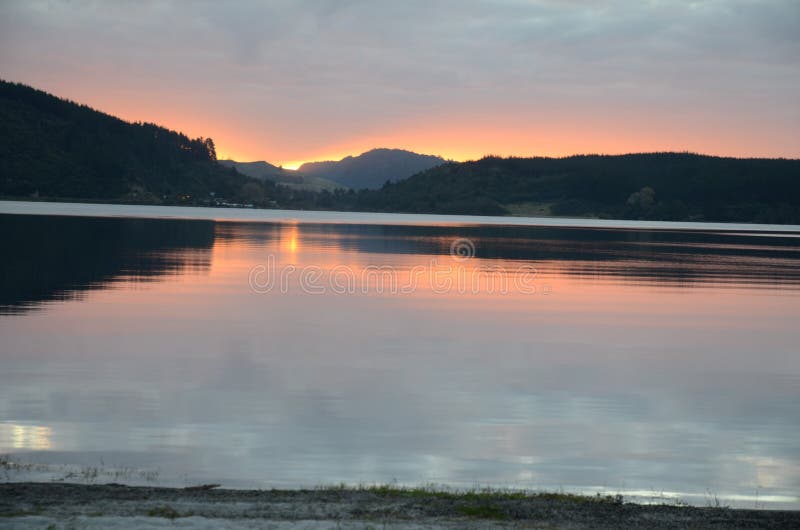 Sun Rise Over Lake stock photo. Image of shine, reflection - 93522008