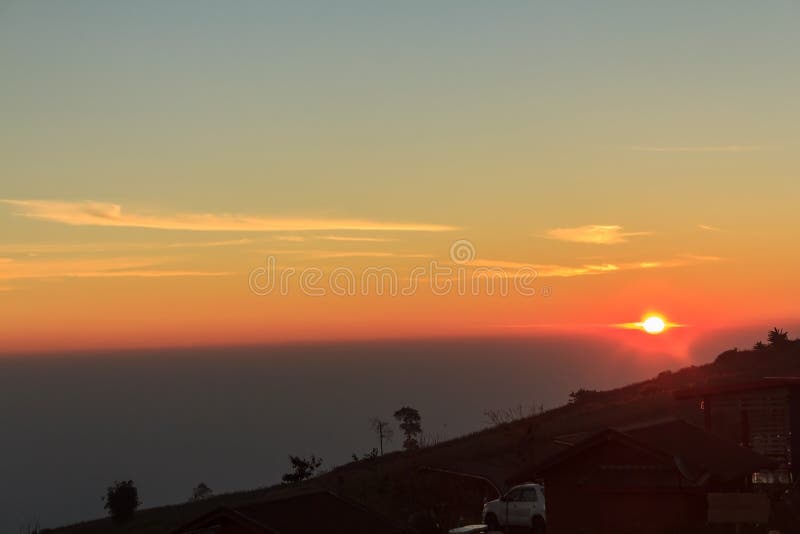Sun rise over mountain stock photo. Image of color, mountain - 50410246