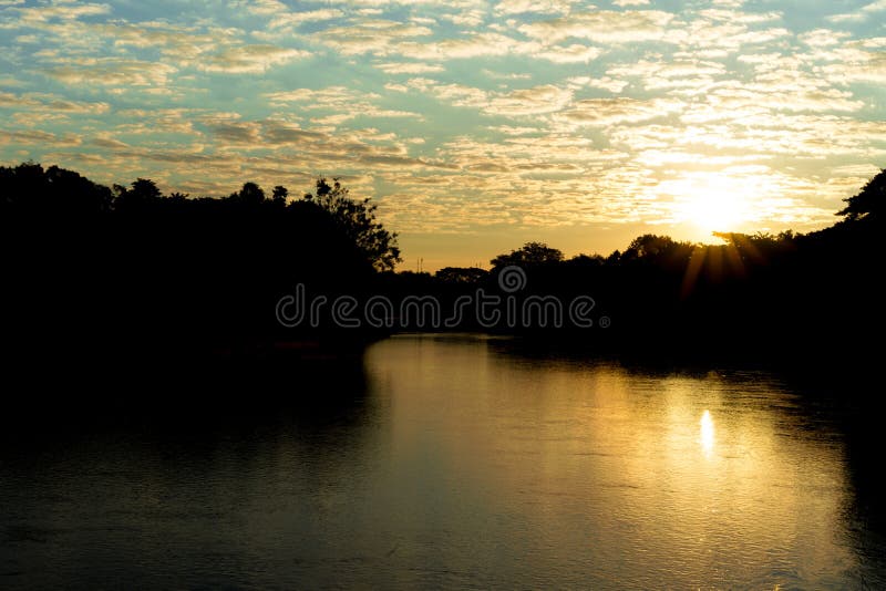 Sun Rise River S Edge Morning Clouds. Stock Image - Image of outdoors ...