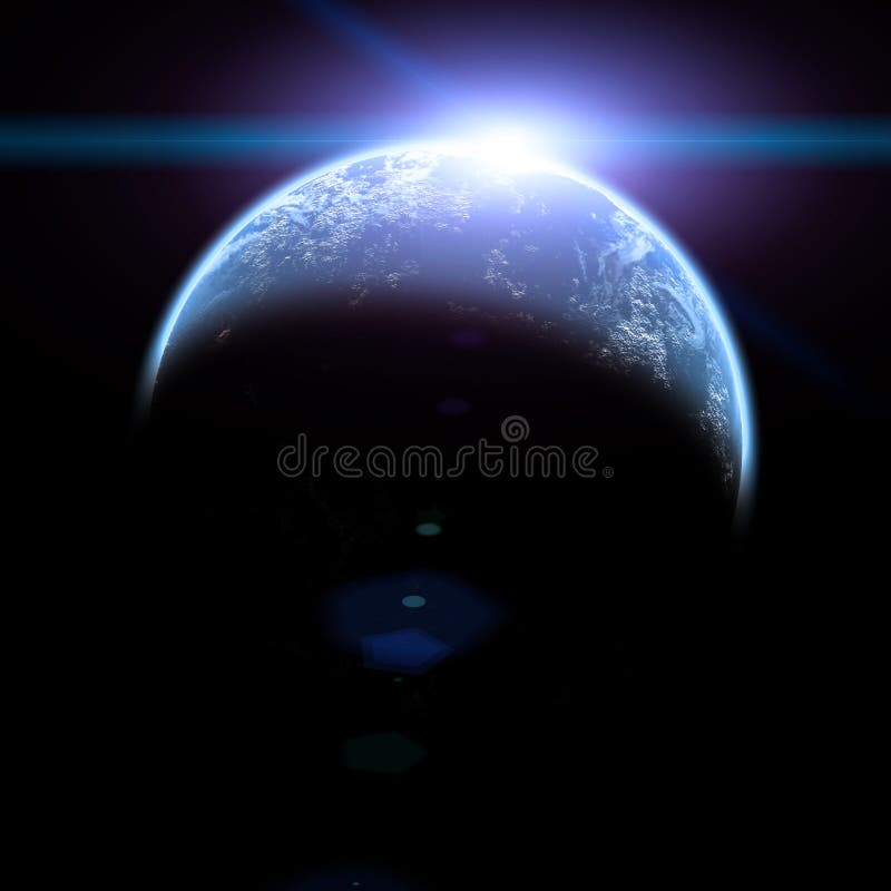 Sun rise in space stock illustration. Illustration of environmental ...