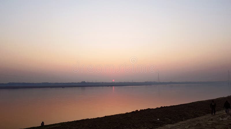 Sun Rise in Varanasi Opposite Water Stock Image - Image of life, scene ...