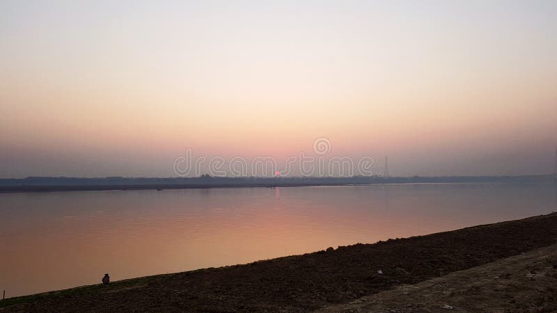 Sun Rise in Varanasi Opposite Water Stock Photo - Image of lake, sunset ...