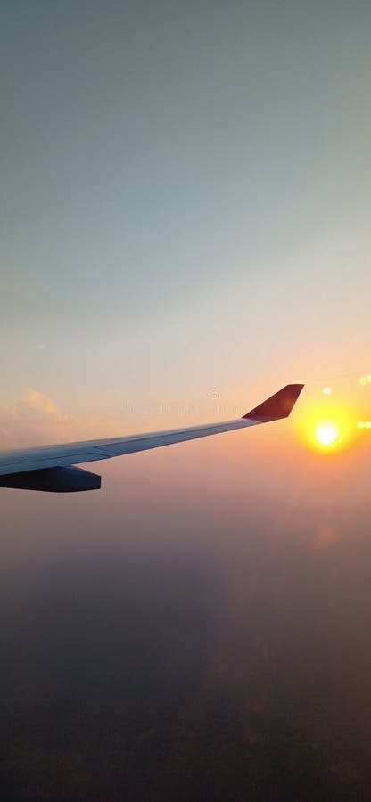 Sun Rise View from Airplane Window Stock Image - Image of aircraft ...