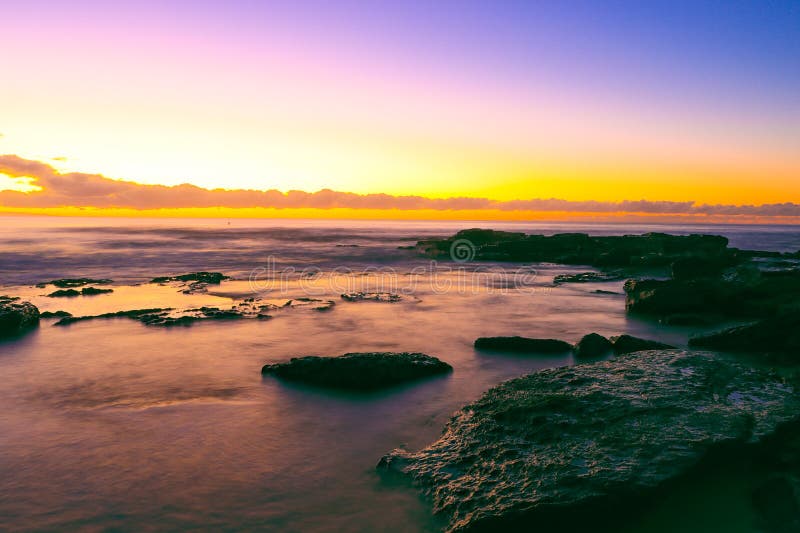 Sun rises stock image. Image of morning, beach, view - 216346217