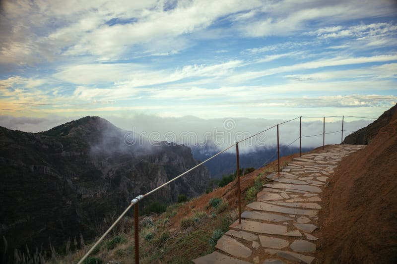 Sunrise Illuminating the Rocky Pathway Along a Mountain Ridge with ...