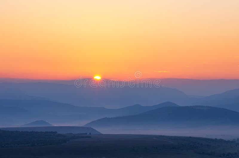The Sun Rises Over the Mountains Stock Image - Image of natural, bright ...
