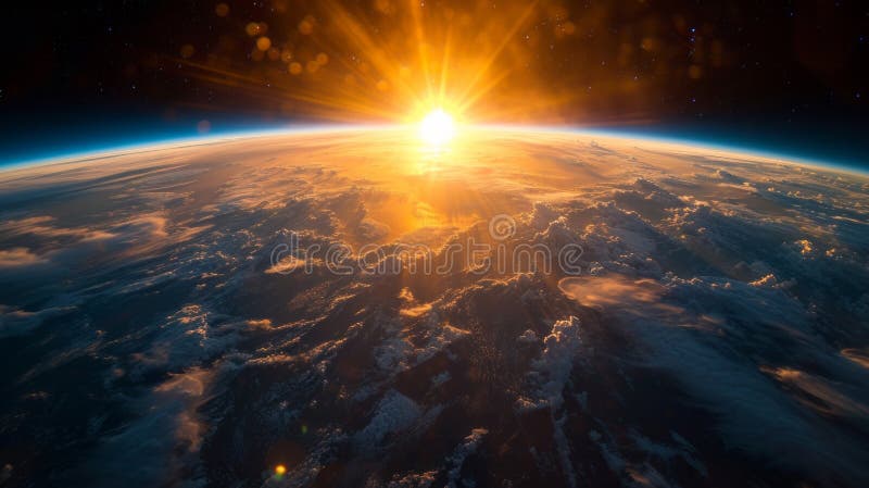 The Sun Rises Over Planet Earth. View from the Window of the Soyuz ...