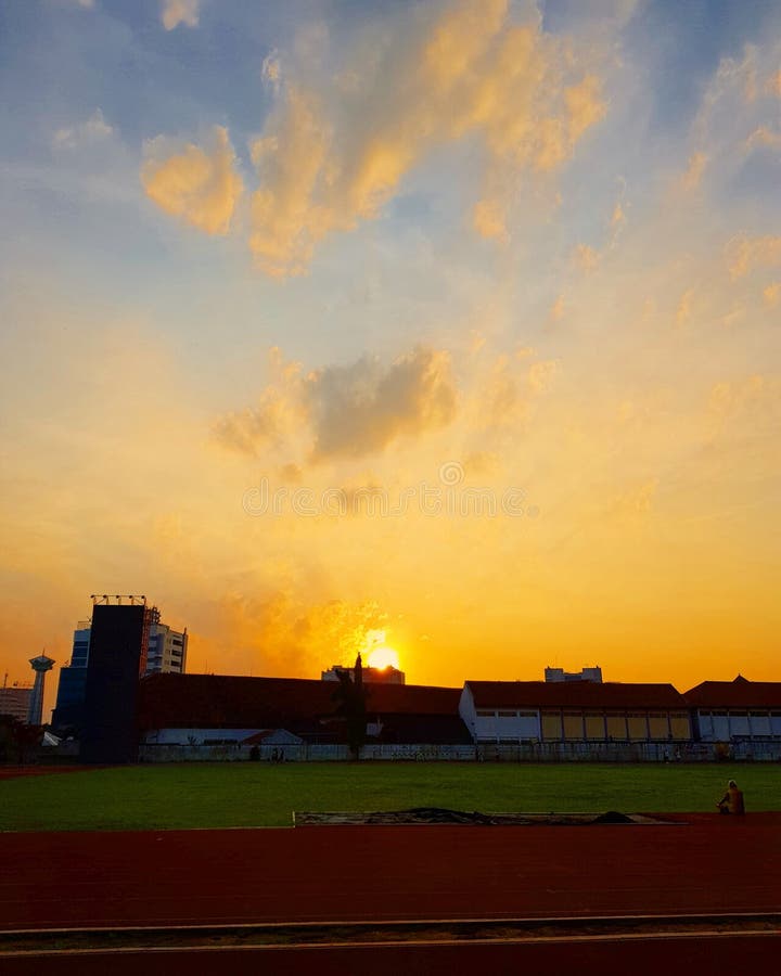 The Sun Rises on the Running Track Stock Image - Image of morning ...