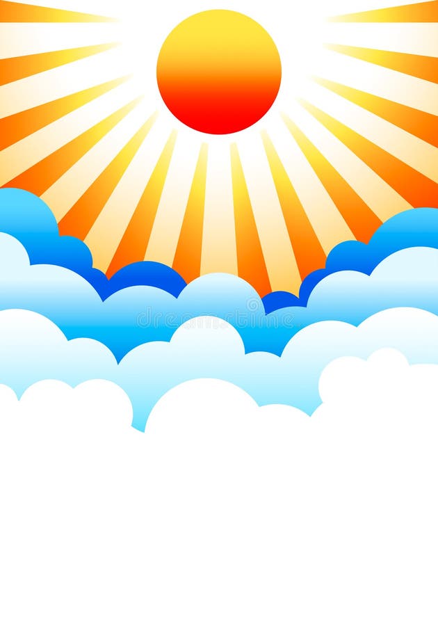 Sun rising above clouds stock vector. Illustration of space - 4809367