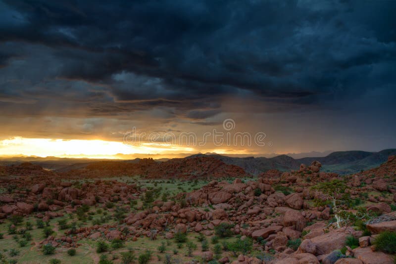 Sun Rising Behind a Thunderstorm Stock Image - Image of place ...