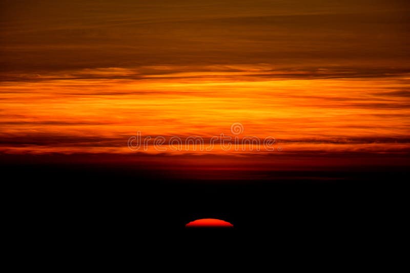 Scene With Rising Sun. Bright Sun On Horizon Stock Image - Image of ...