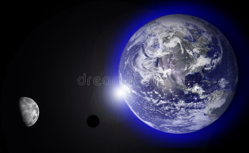 Sun Rising with Moon stock image. Image of change, global - 3035271