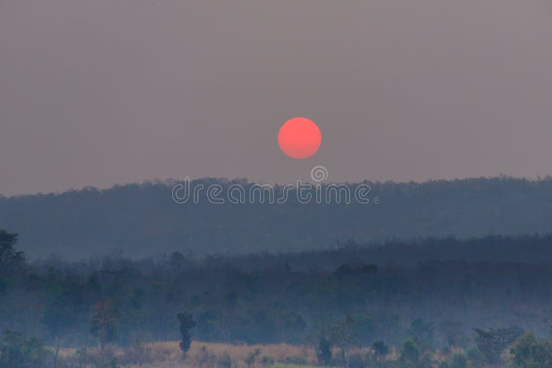 The Sun is Rising in the Morning Over the Mountains in Thailand Stock ...