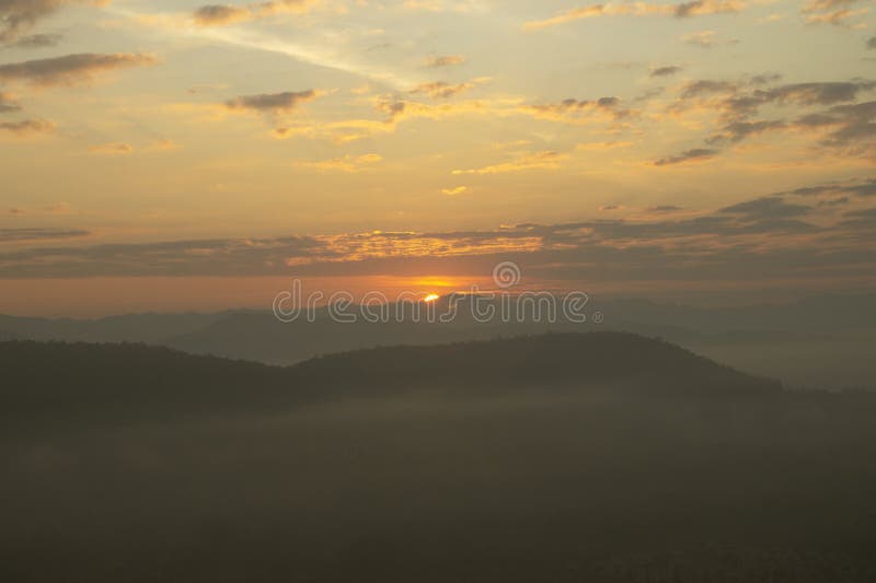 The Sun Rising from the Mountain in the Morning Stock Image - Image of ...