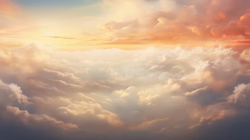 Sun Rising Over the Clouds in the Sky. Panoramic Sunset Stock ...