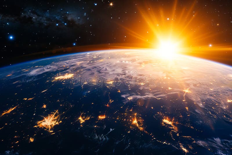 The Sun Rising Over the Earth Stock Image - Image of generated, rising ...